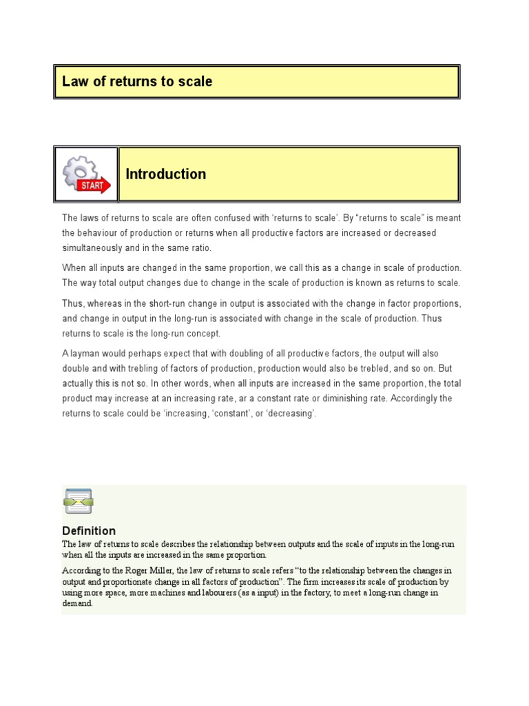 Law of Returns To Scale | PDF | Economies Of Scale | Labour Economics