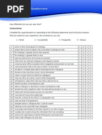 Time Management Questionnaire | PDF | Time Management | Professional Skills