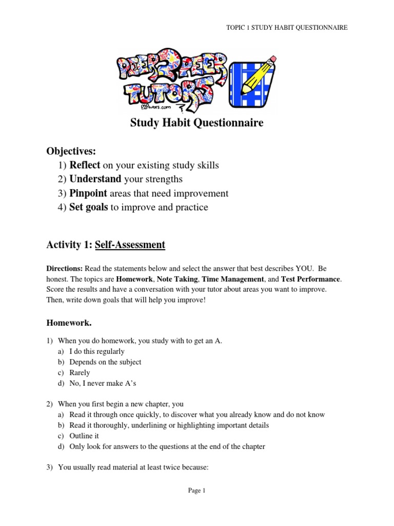 Study Habit Questionnaire | PDF | Study Skills | Test (Assessment)