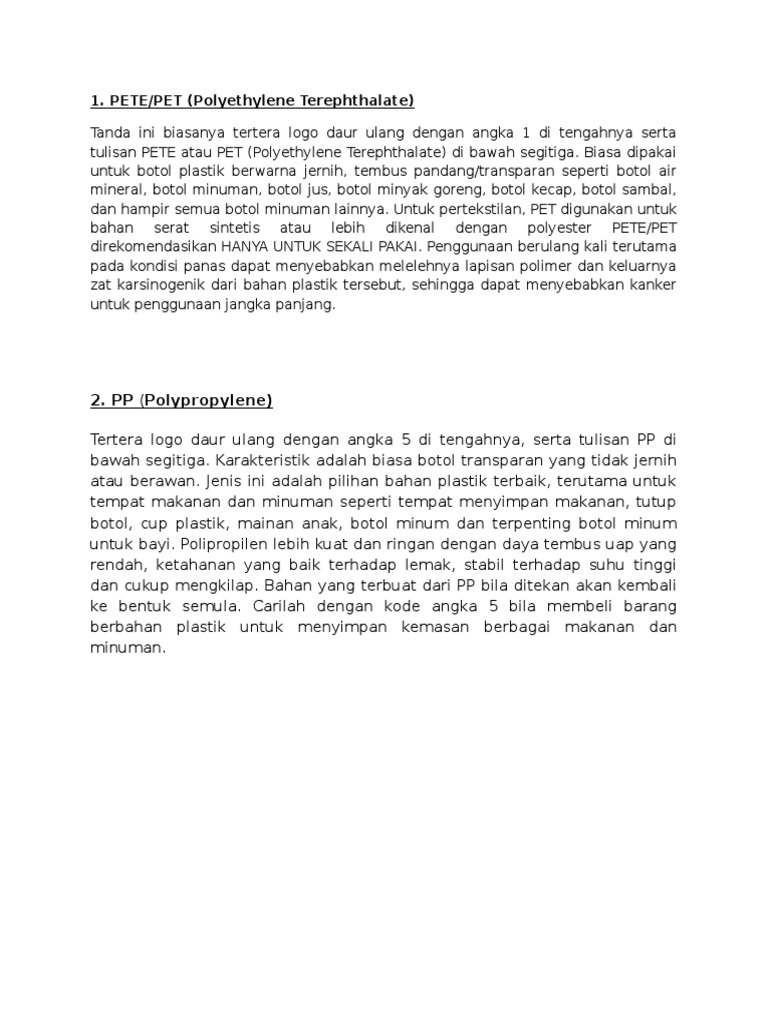 Beda PET Dan PP | PDF