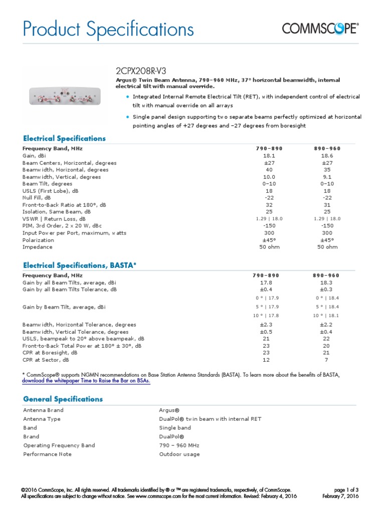 Dual Beam 2cpx208r v3 Antenna | PDF | Antenna (Radio) | Electrical ...
