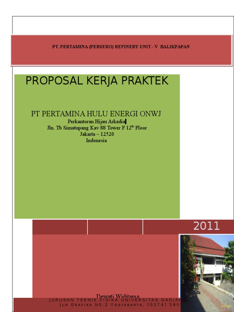 Proposal Kerja Praktek PT Pertamina Hulu Energi ONWJ | PDF