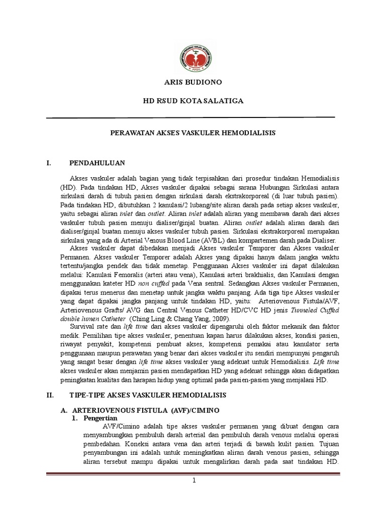 Perawatan Akses Vaskuler by Ns - Isprianingsih, S.Kep | PDF