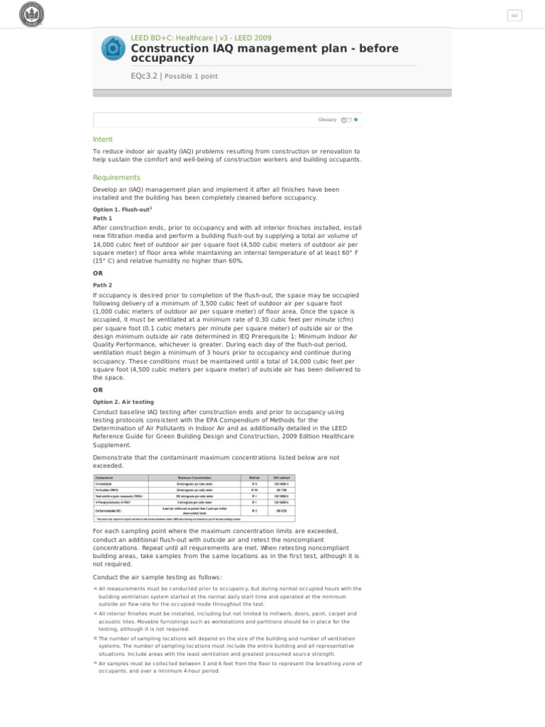 Construction IAQ Management Plan - Before Occupancy | Ventilation ...