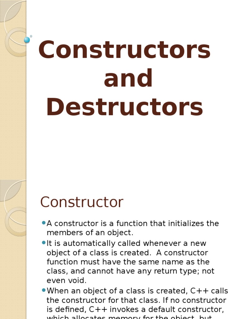 Constructors and Destructors | PDF