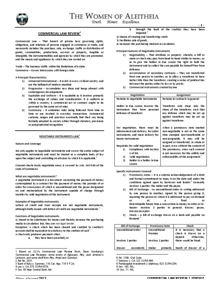 Commercial Law Midterms Reviewer | PDF | Forgery | Cheque