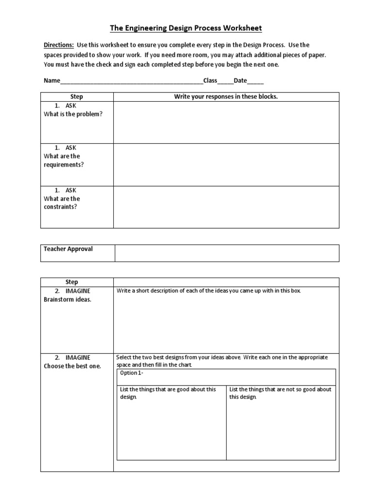 Engineering Design Process Worksheet | Download Free PDF | Engineering ...