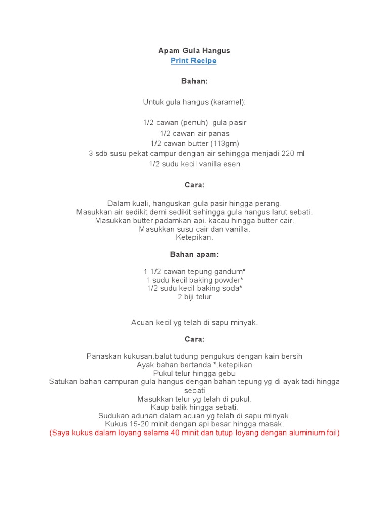 Apam Gula Hangus | PDF