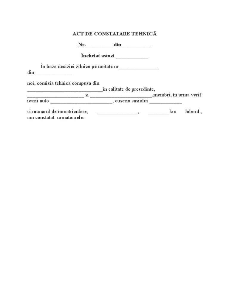 Nota de Constatare Tehnică | PDF