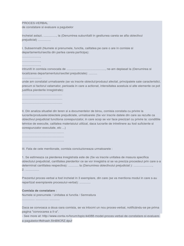 PROCES Verbal de Constatare | PDF
