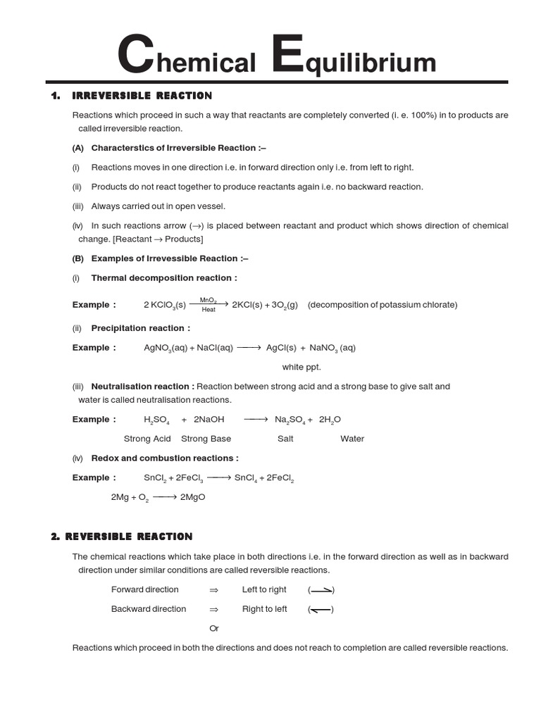 Chemical Equilibrium | PDF | Chemical Equilibrium | Dissociation ...