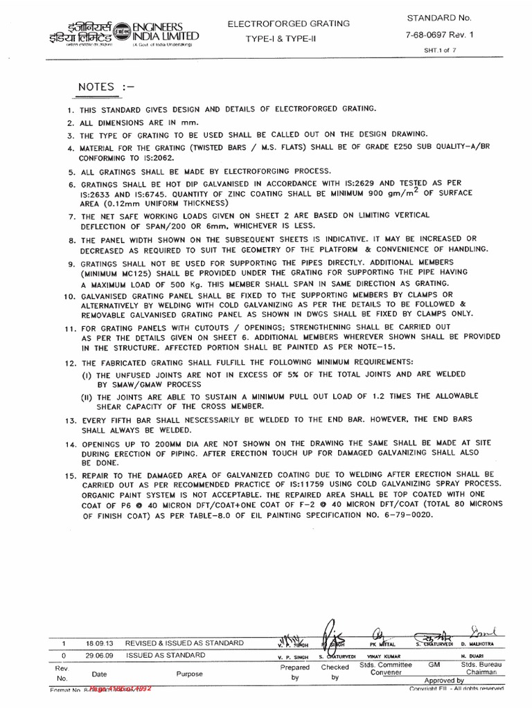 EIL STD For Electroforged Gratings (7!68!0697 Rev.01) | PDF