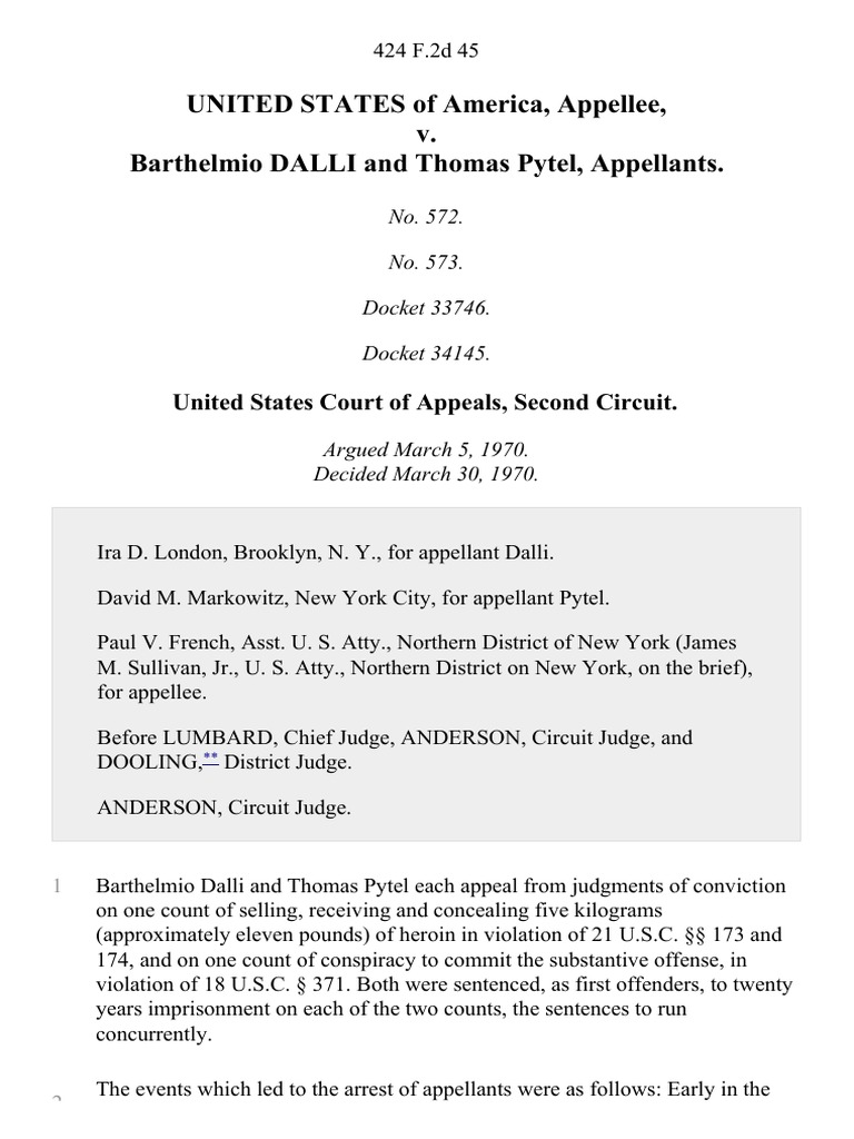 United States v. Barthelmio Dalli and Thomas Pytel, 424 F.2d 45, 2d Cir ...