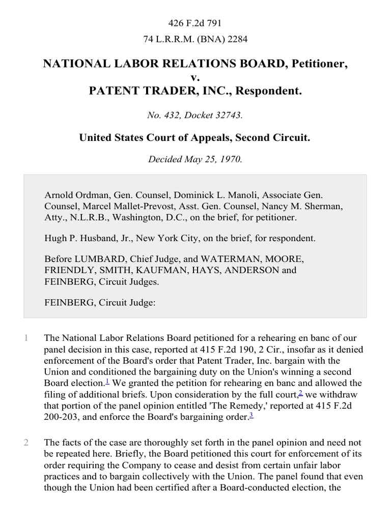 National Labor Relations Board v. Patent Trader, Inc., 426 F.2d 791, 2d ...