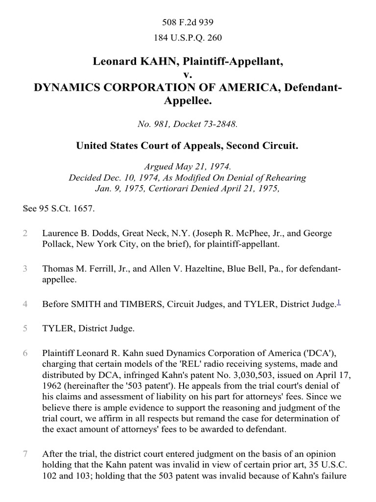 Leonard Kahn v. Dynamics Corporation of America, 508 F.2d 939, 2d Cir ...