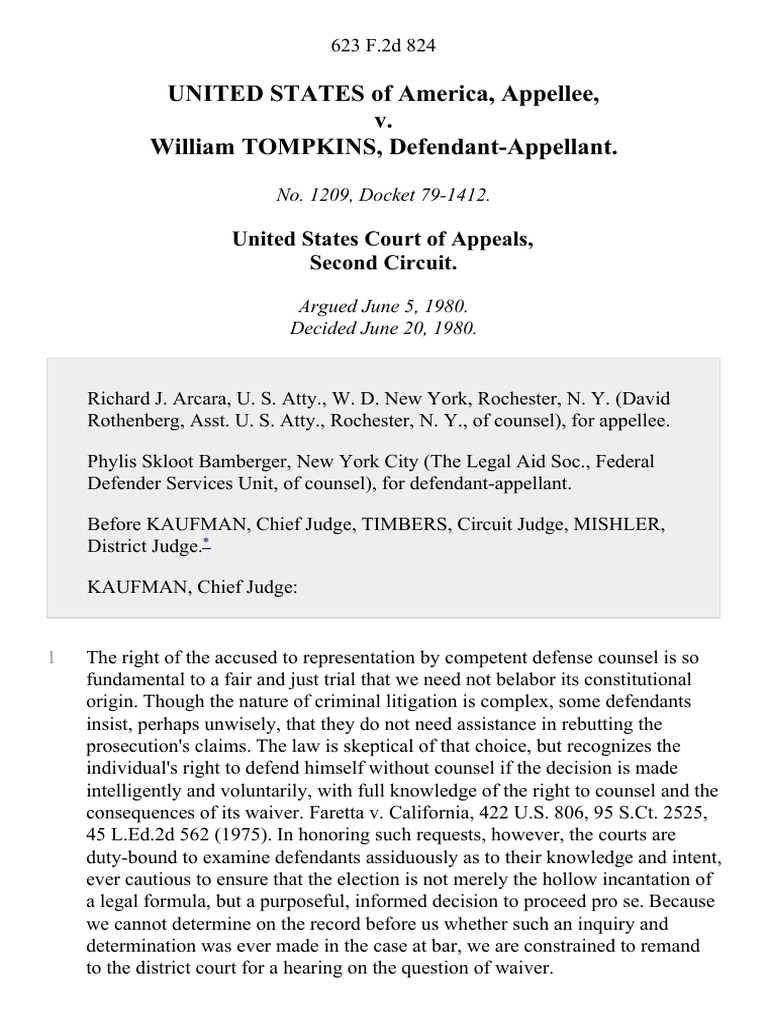 Tompkins' Right to Counsel Appeal | PDF | Perjury | Right To Counsel