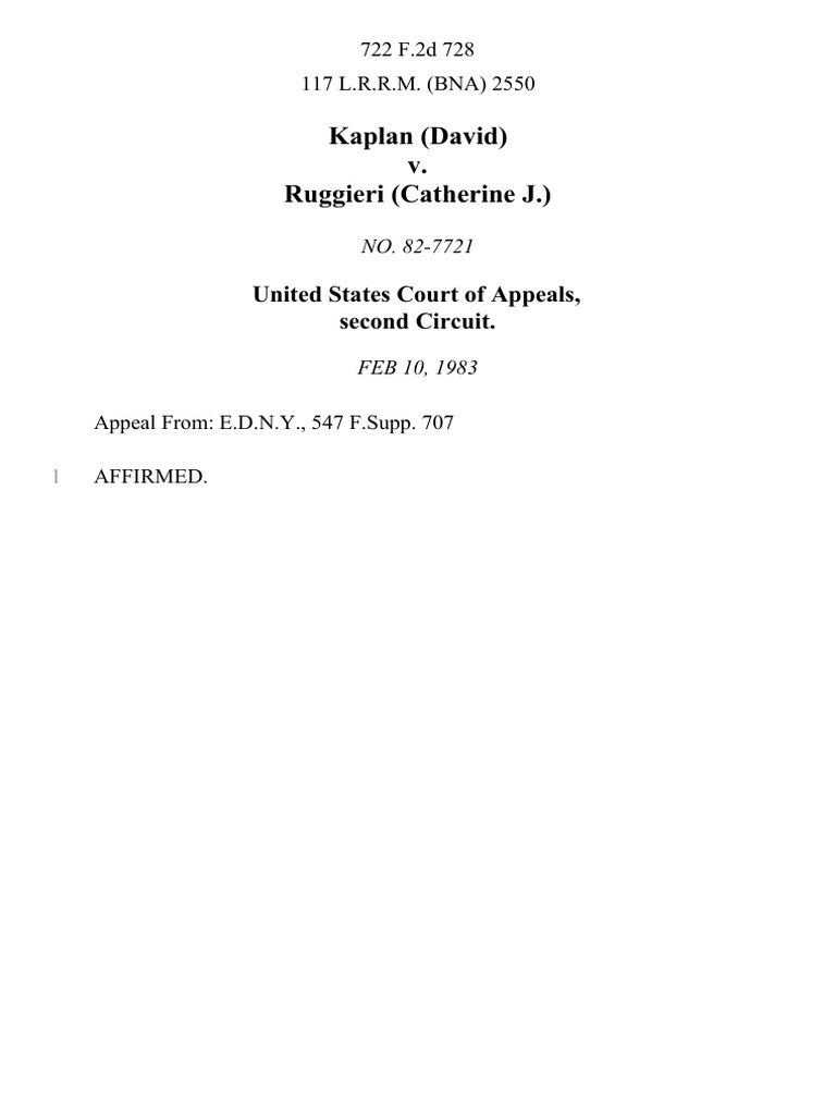Kaplan (David) v. Ruggieri (Catherine J.), 722 F.2d 728, 2d Cir. (1983 ...