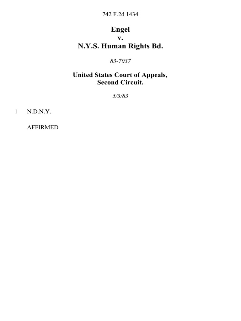 Engel v. N.Y.S. Human Rights BD, 742 F.2d 1434, 2d Cir. (1983) | PDF ...
