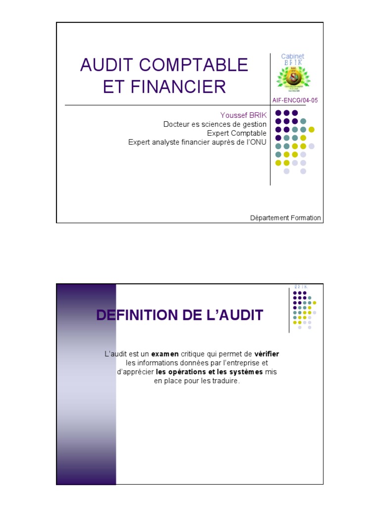 Audit-Comptable-Et-Financier de Youssef BRIK | PDF | Audit financier ...