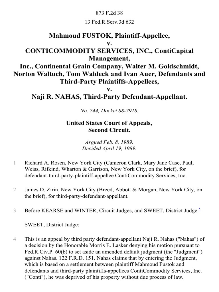Mahmoud Fustok v. Conticommodity Services, Inc., Conticapital ...