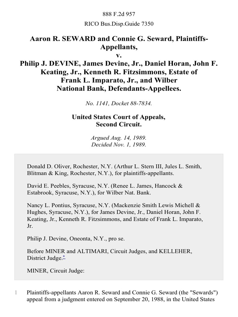 Aaron R. Seward and Connie G. Seward v. Philip J. Devine, James Devine ...