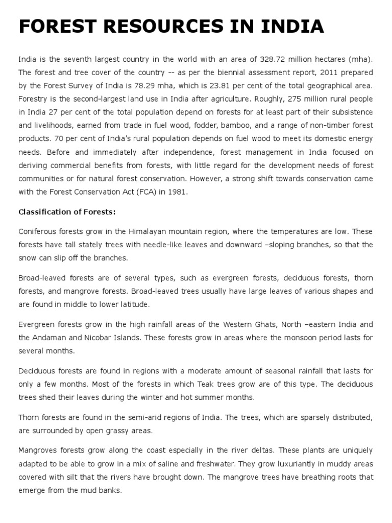 Overview of Forest Resources in India | PDF | Forests | Trees
