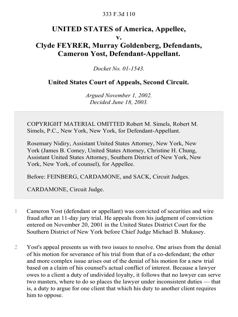 United States v. Clyde Feyrer, Murray Goldenberg, Cameron Yost, 333 F ...