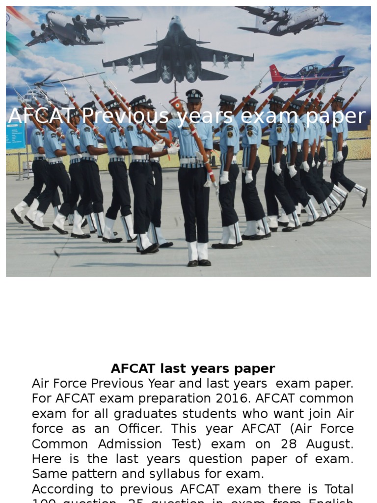 AFCAT Air Force Common Admission Test Pervious Years Paper | PDF
