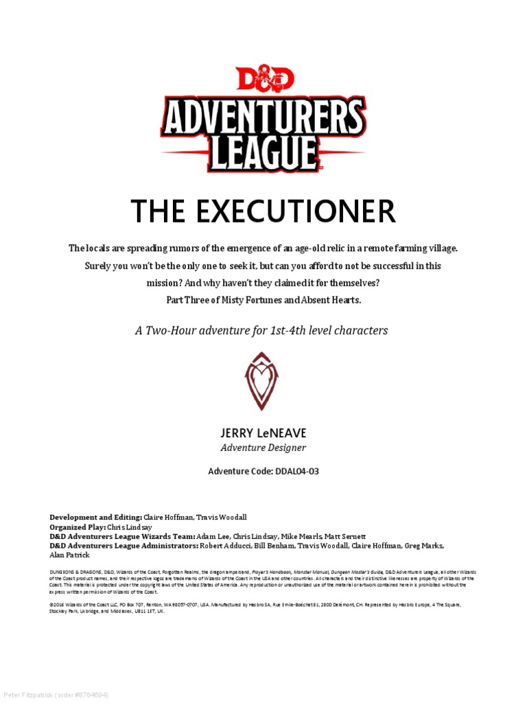 DDAL04-03 The Executioner (5e) (8764694) | PDF | Dungeons & Dragons ...