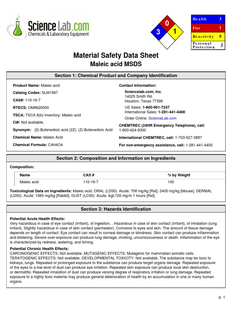 MSDS | PDF | Solubility | Toxicity