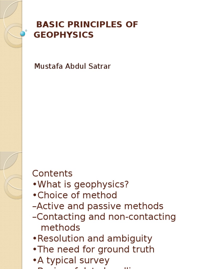 Basic Principles of Geophysics | PDF
