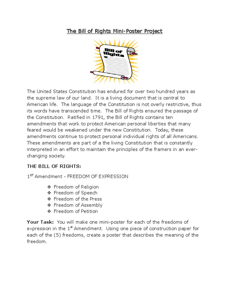 The Bill of Rights Mini Poster Project | PDF | United States Bill Of ...