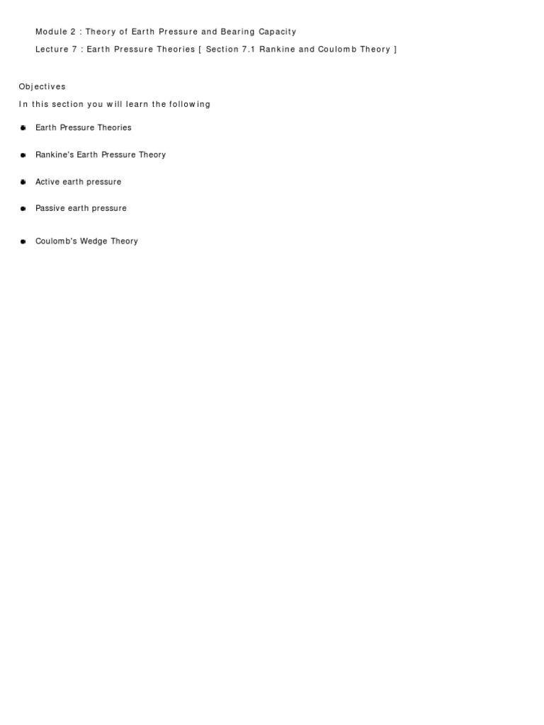 Nptel Lateral Earth Pressure Theory | PDF | Friction | Force