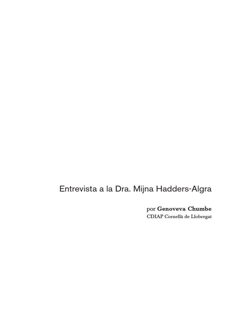 Entrevista a Mijna Hadders-Algra | PDF | Neurología | Parálisis cerebral