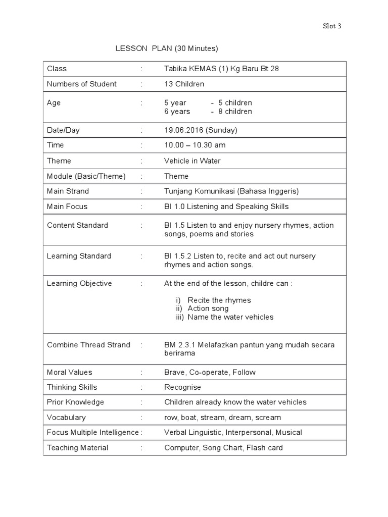 Lesson Plan Slot 3 | PDF | Educational Technology | Lesson Plan