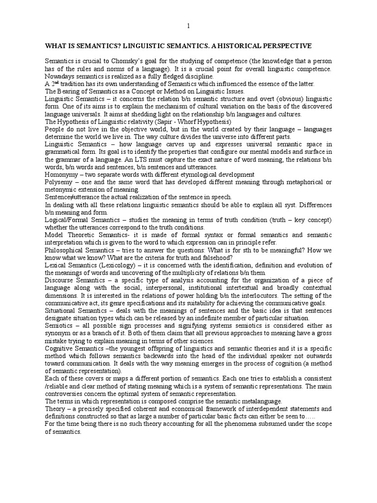 Overview of Linguistic Semantics | PDF