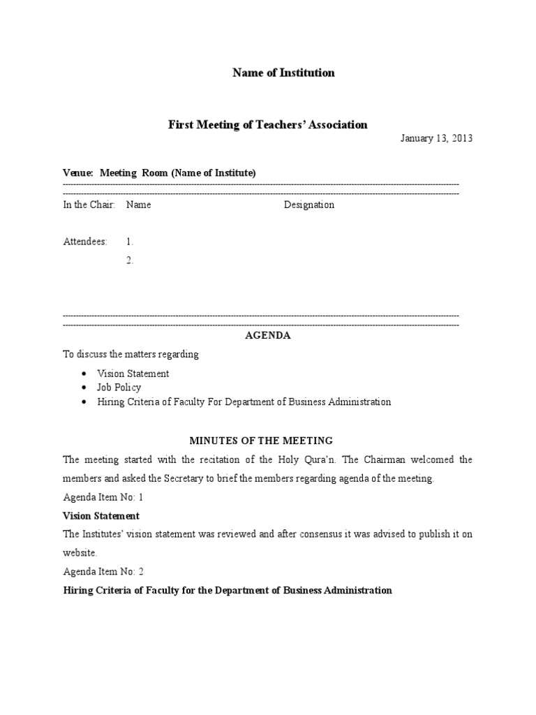 Communication Skills - Sample Minutes of Meeting | PDF