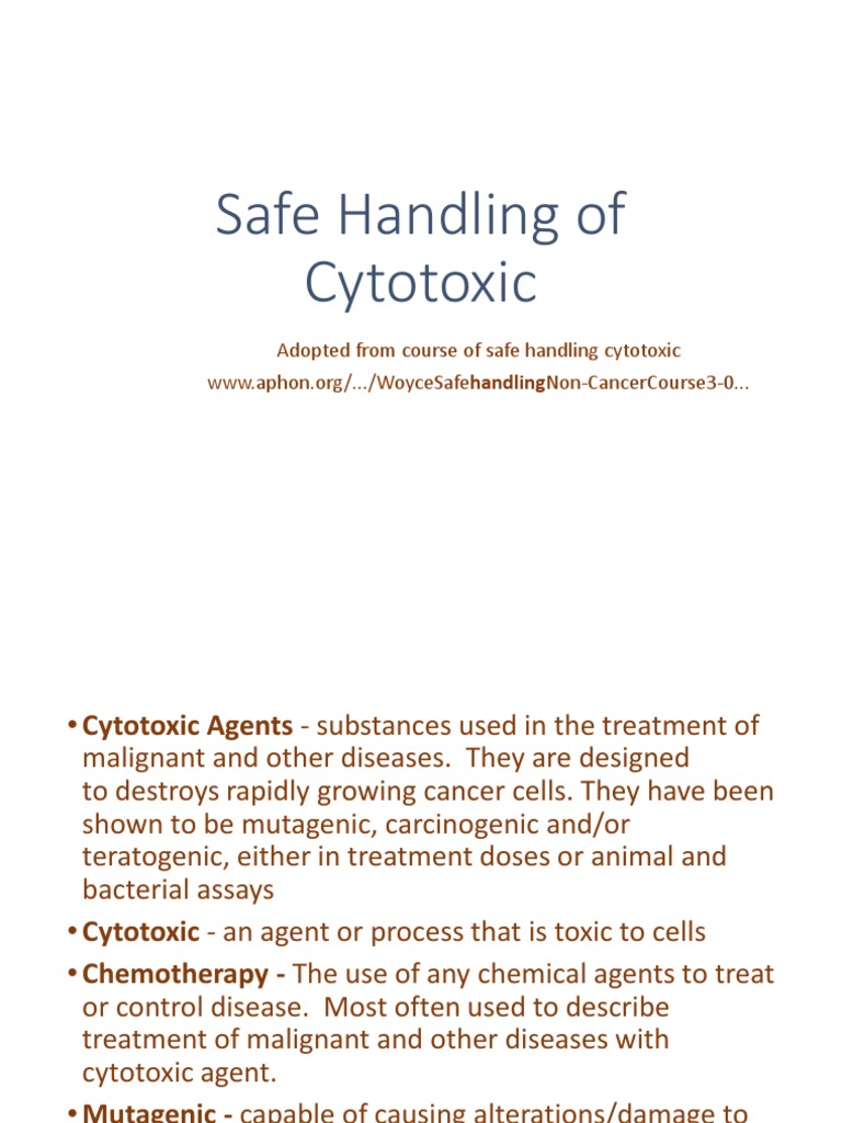 Safe Handling of Cytotoxic Drugs | PDF | Chemotherapy | Cancer