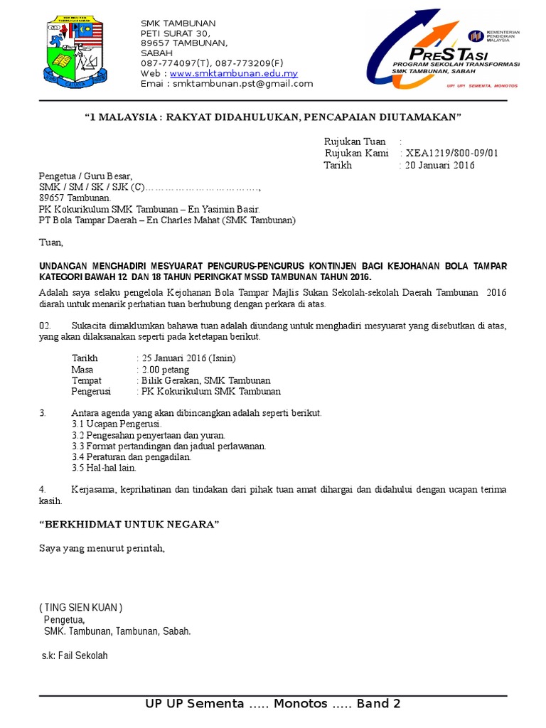 Surat Jemputan Mesyuarat | PDF