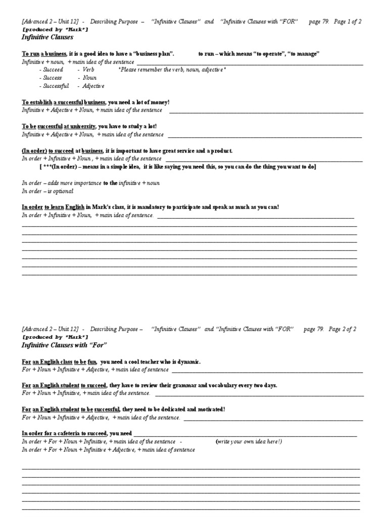 Advanced 2 - Unit 12 - 1st Grammar Point - Describing Purpose | PDF ...