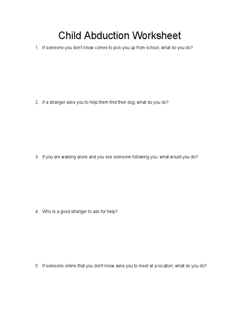 Child Abduction Worksheet | PDF