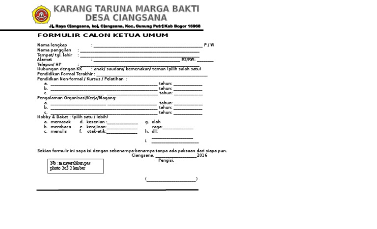 Formulir Anggota | PDF