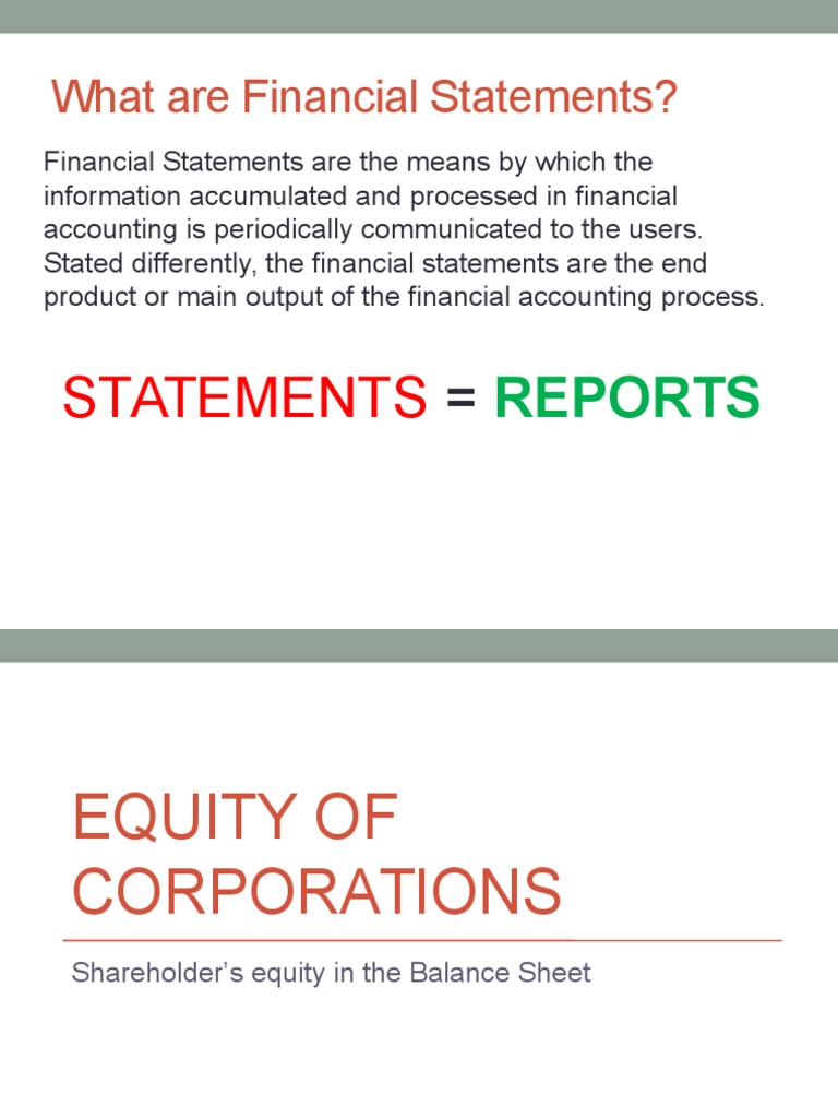 Equity of Corporations | Equity (Finance) | Balance Sheet
