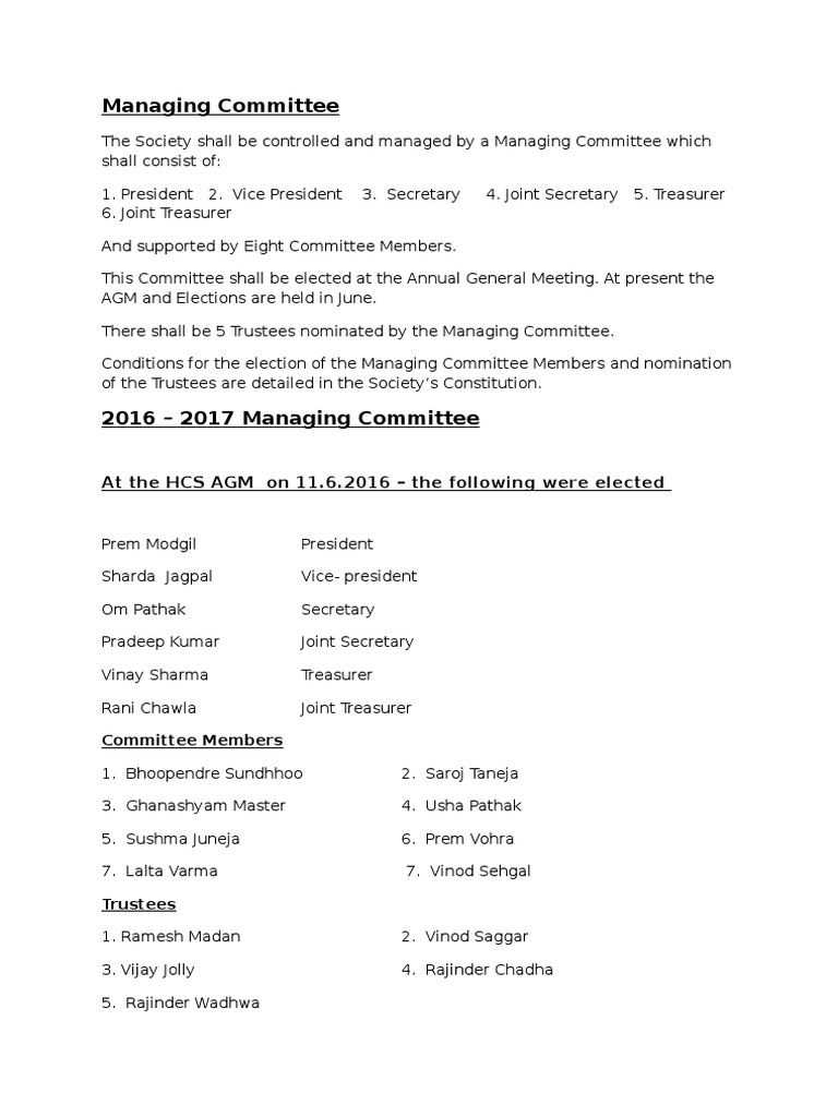 Managing Committee | PDF