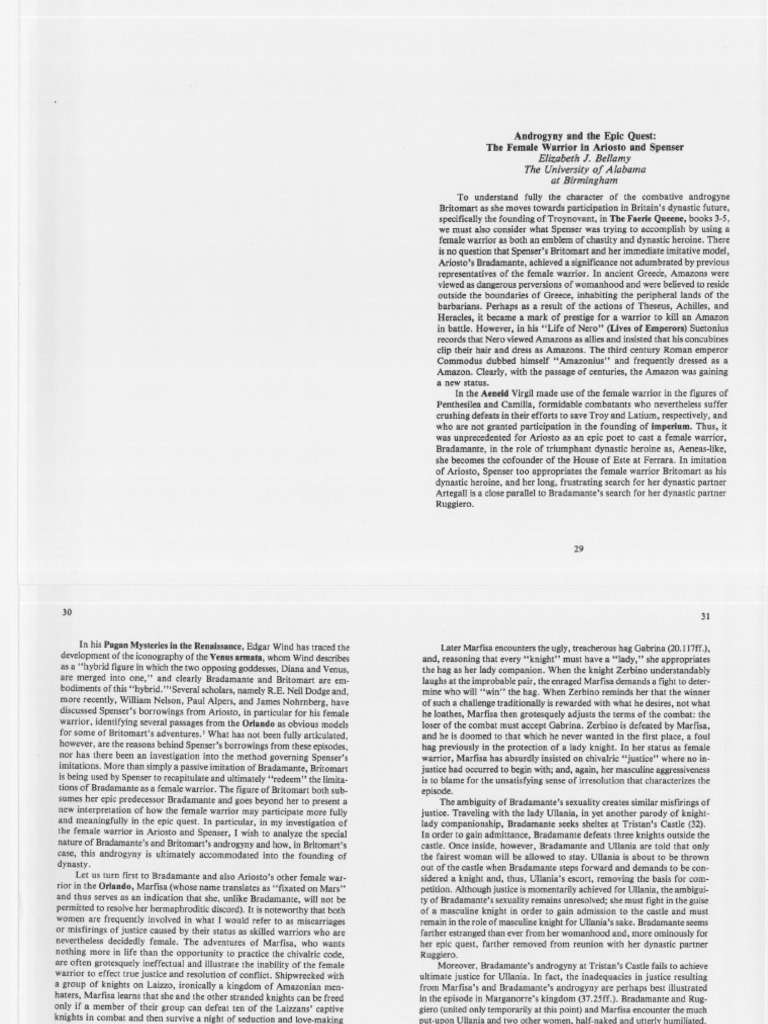 Elizabeth J. Bellamy, "Androgyny and The Epic Quest: The Female Warrior ...