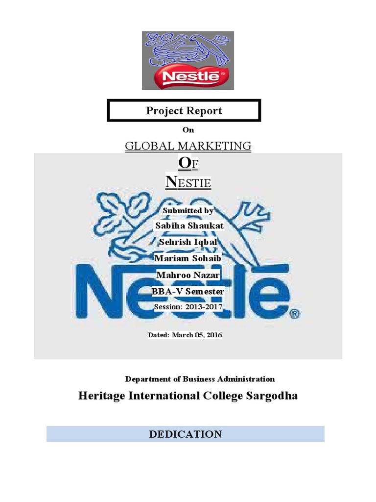 Marketing Project On Nestle | PDF | Foods | Economies