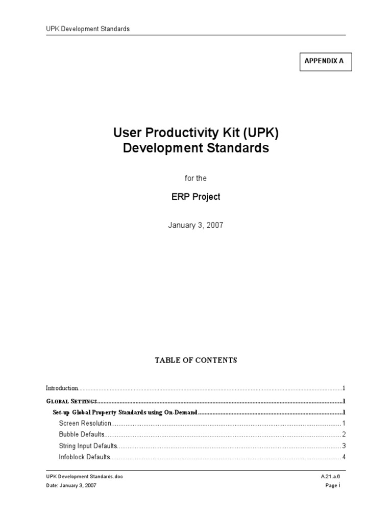 UPK Development Standards for ERP Project | PDF | Icon (Computing ...