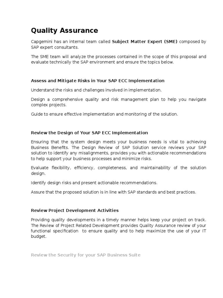 SAP Quality Assurance / QAS - SME | PDF | Quality Assurance | Sap Se