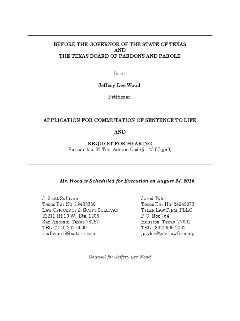 2016.08.03 (WOOD) Corrected Clemency Application FILED | PDF ...