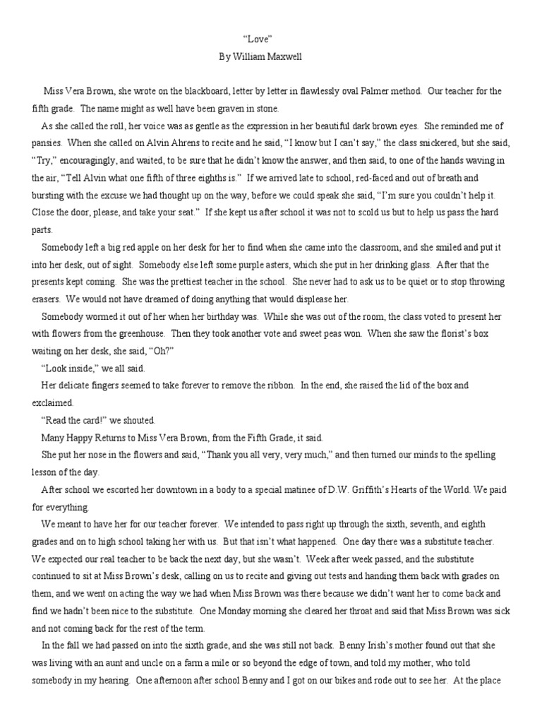 Love by William Maxwell 1 | PDF